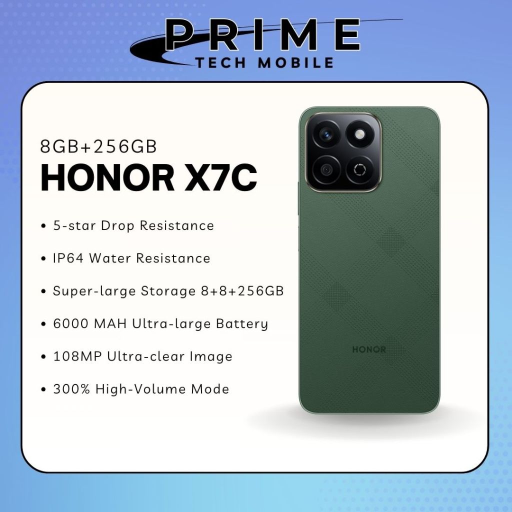 HONOR X7c 4G 16(8+8)GB+256GB Smartphone Ultra-tough Triple Defense | 6000 mAh Ultra Large ...