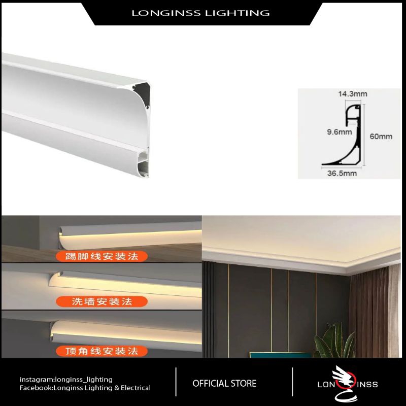 LED Aluminium Profile Wall Light Lampu Dinding ( Casing Only ) | Shopee ...