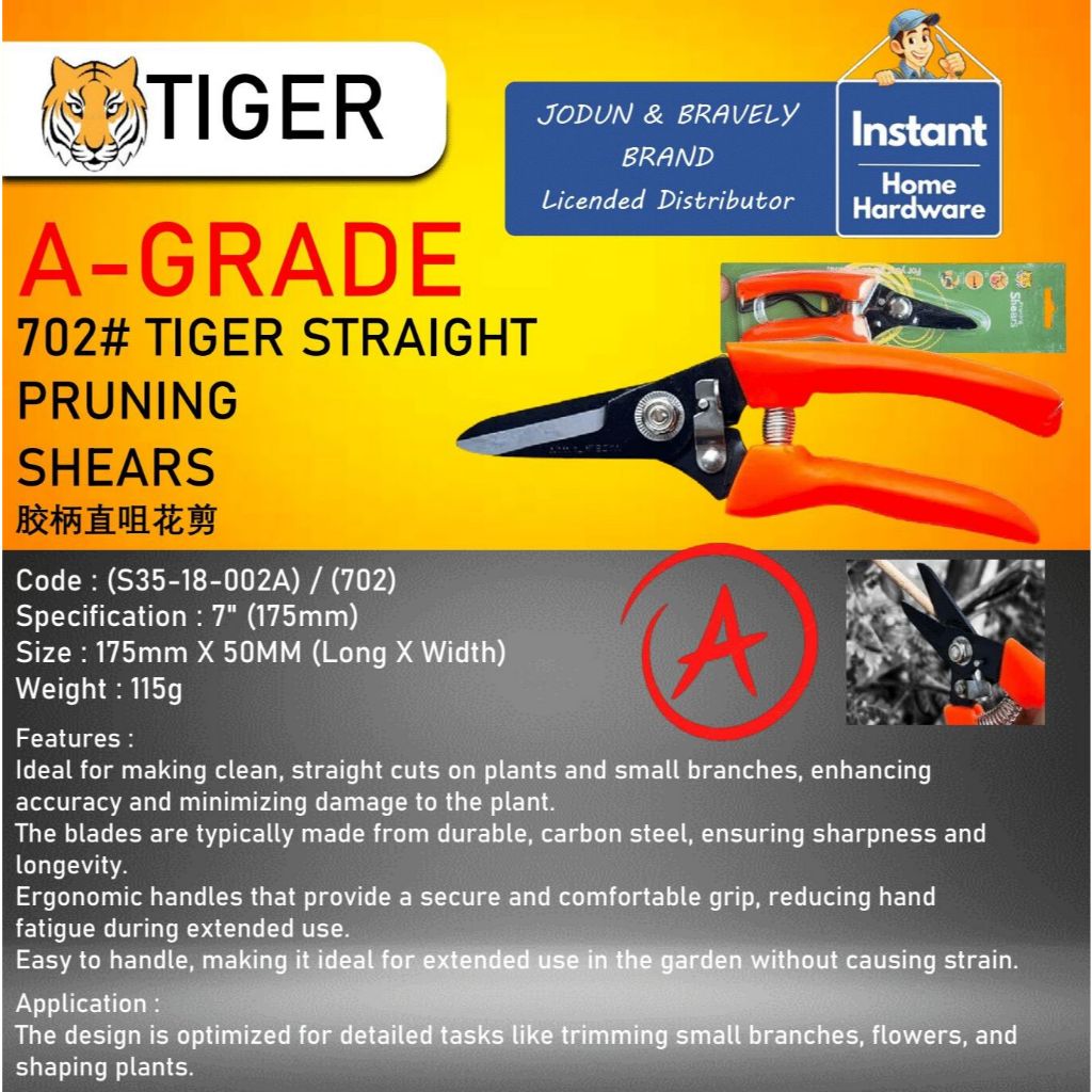 A-GRADE 702# TIGER Straight Pruning Shears Expert (Upgrade Version ...