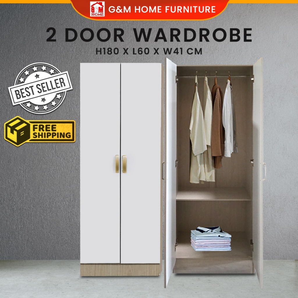 G&M🔥FREE SHIPPING🔥Wooden 2 Door Wardrobe_Cupboard_Storage Cabinet ...