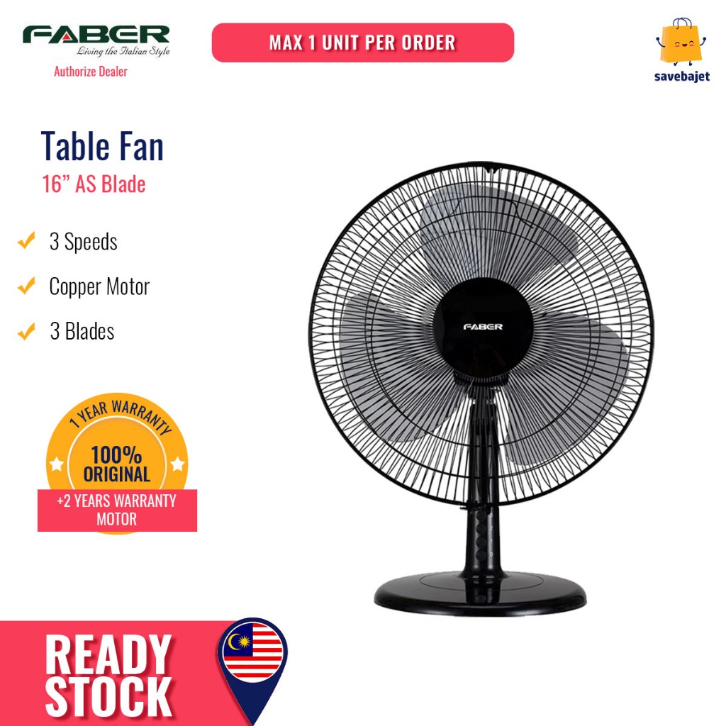 Faber Kipas Meja Table Fan FTF-1208BK (12") FTF-1608BK (16") | Shopee ...
