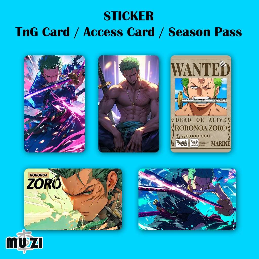 One Piece Zoro TnG Card STICKER NFC STICKER Waterproof Thick Hard ...