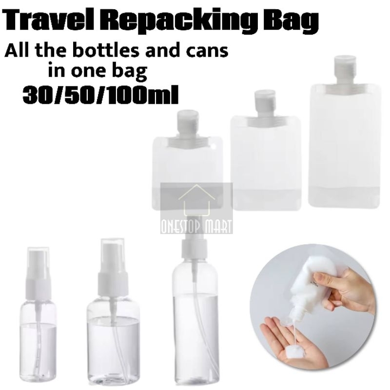 REFILLABLE SQUEEZE POUCH BOTTLE SPAY TRAVEL SIZE REFILLABLE EMPTY ...