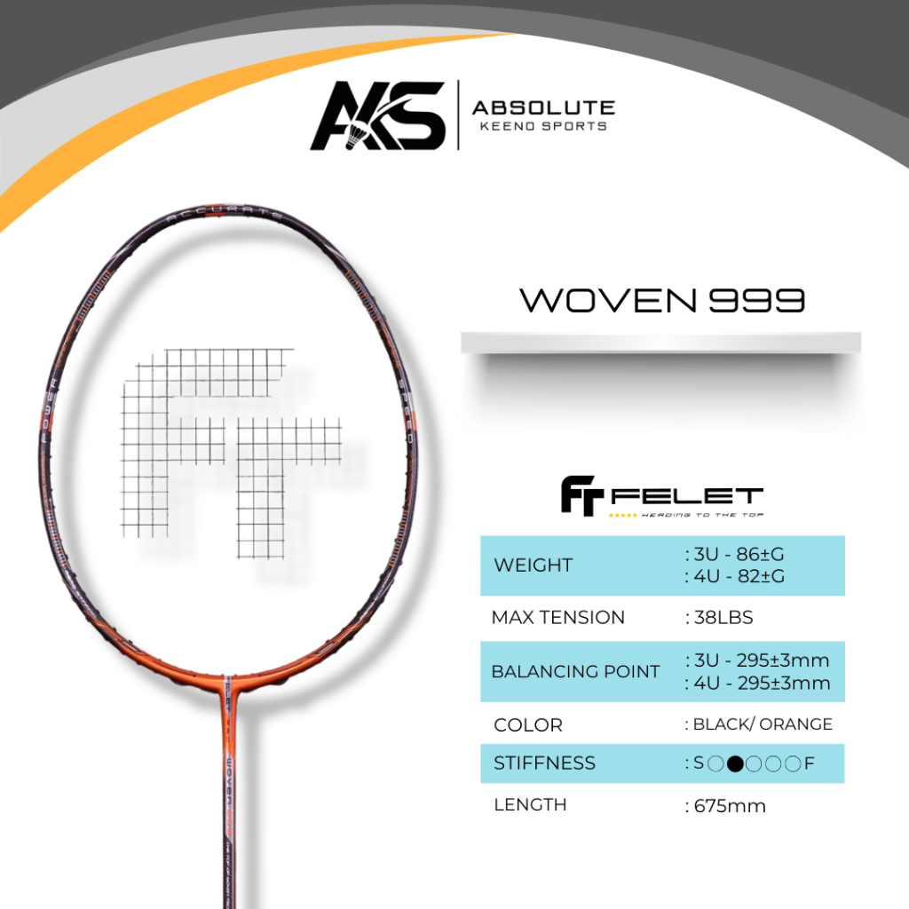 FELET Woven 999 Badminton Racket | Shopee Malaysia