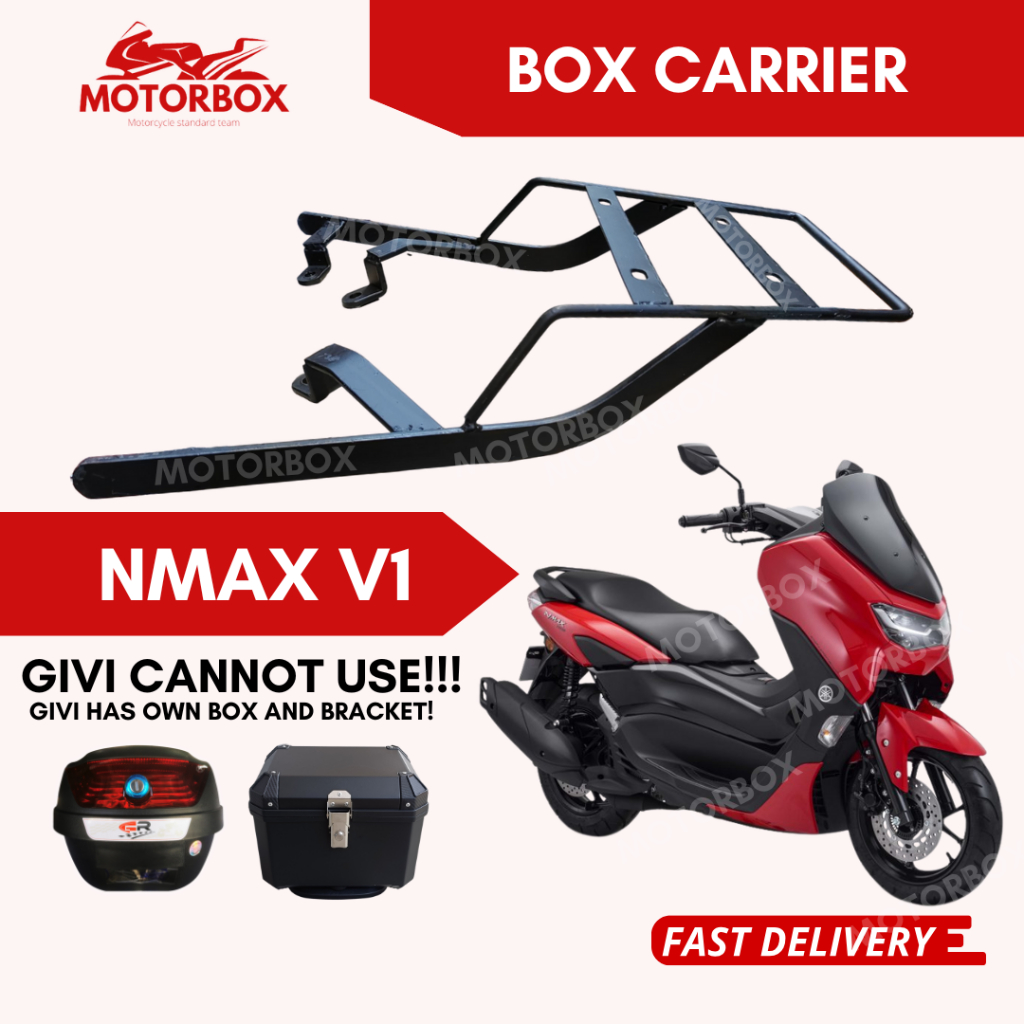 NMAX FRIST MODEL V1 REAR BOX MONORACK BOX CARRIER KAKI HEAVY DUTY PVC KOTAK BESI BELAKANG N MAX ...
