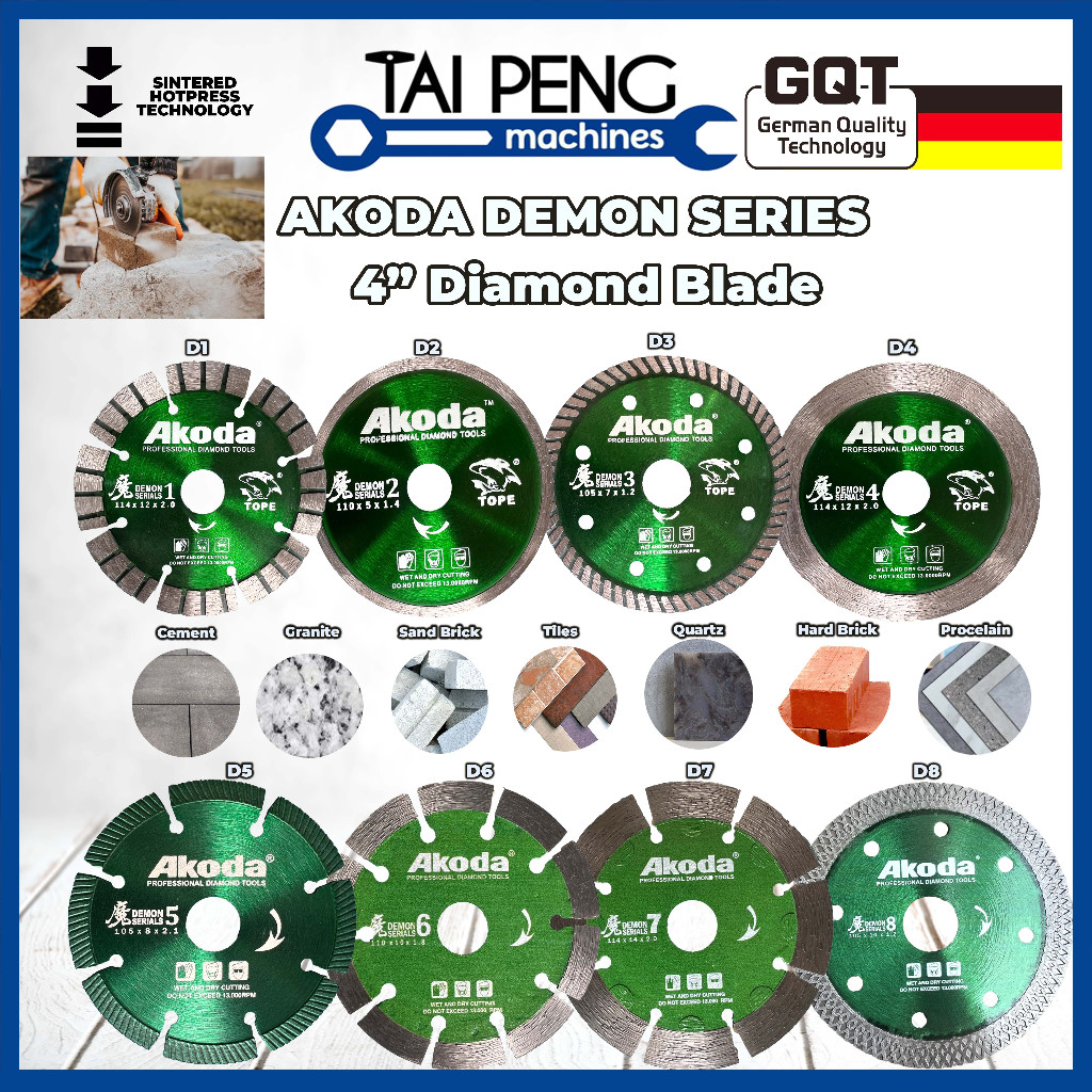 AKODA Demon Serials 4" D1 D2 D3 D4 D5 D6 D7 D8 Diamond disc Cutting Tile Mosaic Marble Granite ...