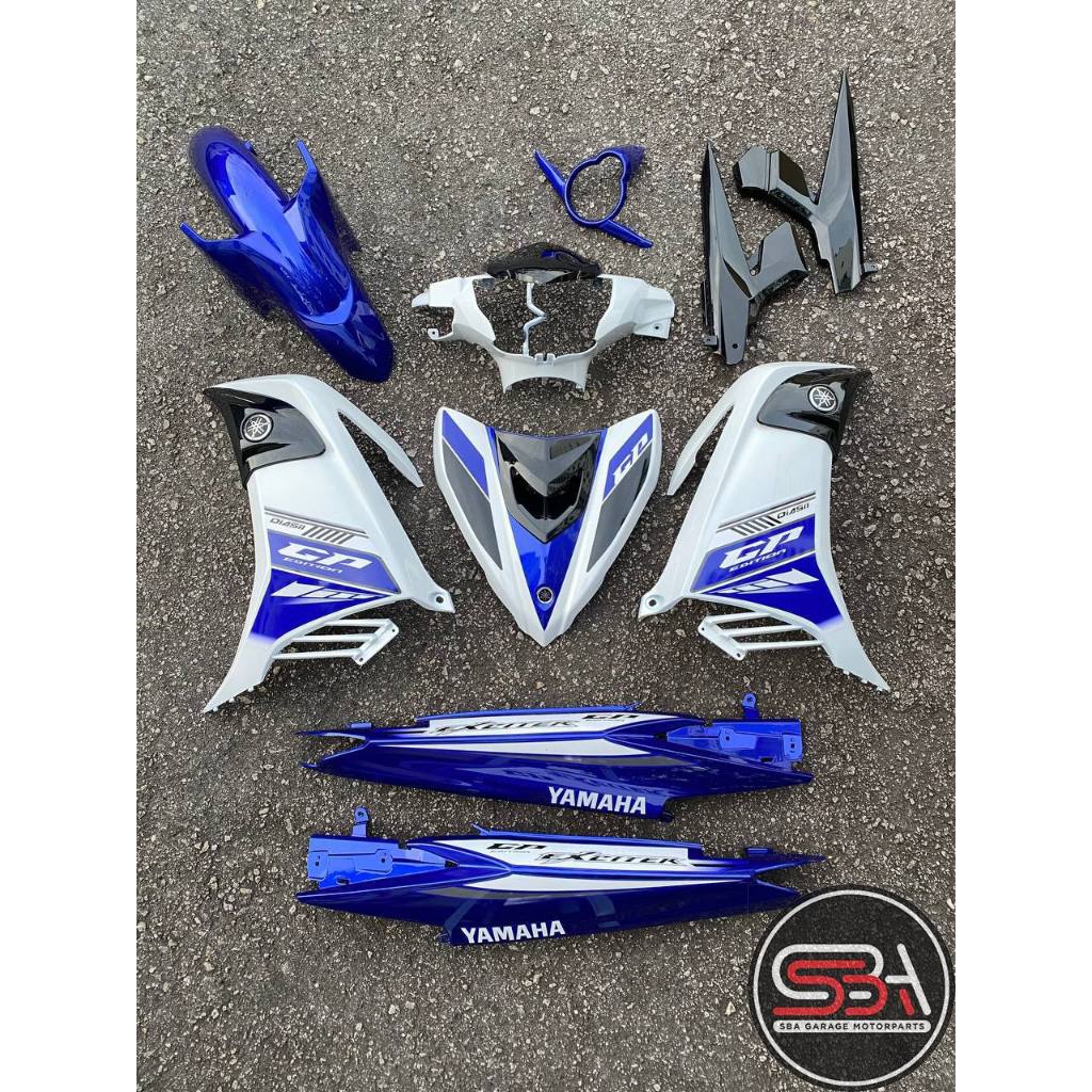 COVERSET BODYSET YAMAHA LC LC135 V2 V6 V7 EXCITER GP BIRU PUTIH STRIPE ...