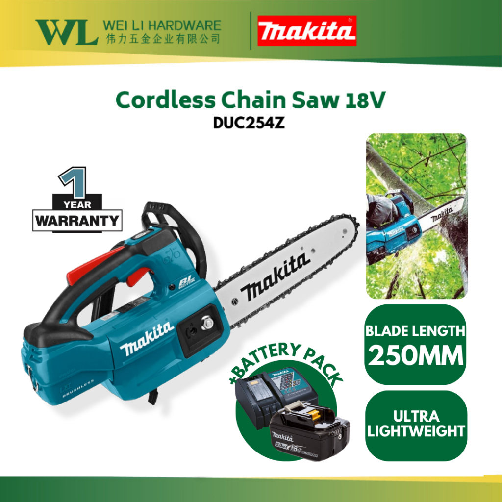 MAKITA Original DUC254Z 10" Cordless Chain Saw 18V (1Year Warranty) Add Battery Pack / Makita ...