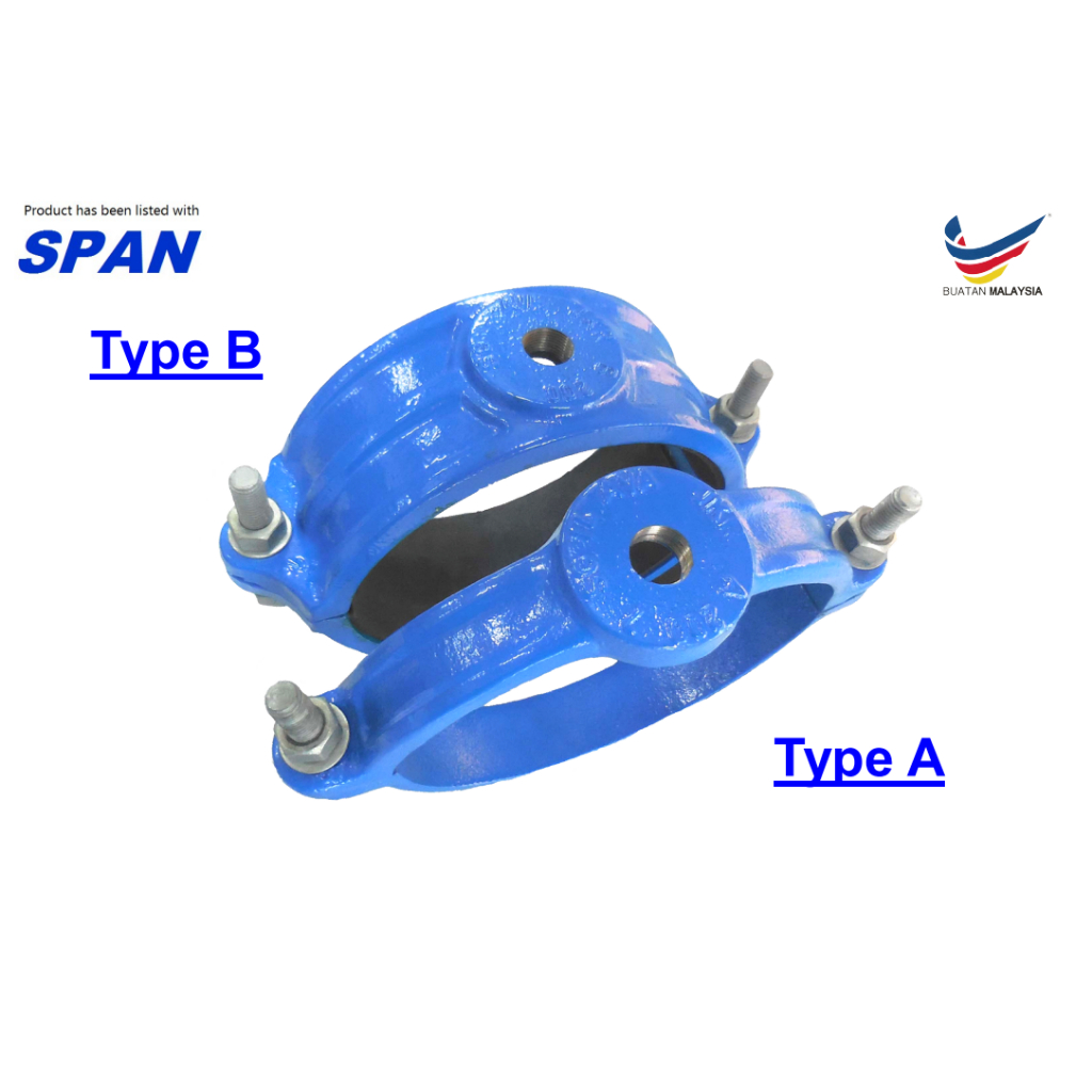 100mm Ferrous Saddle Type A & B For AC Pipe, Ductile Iron Pipe, uPVC ...