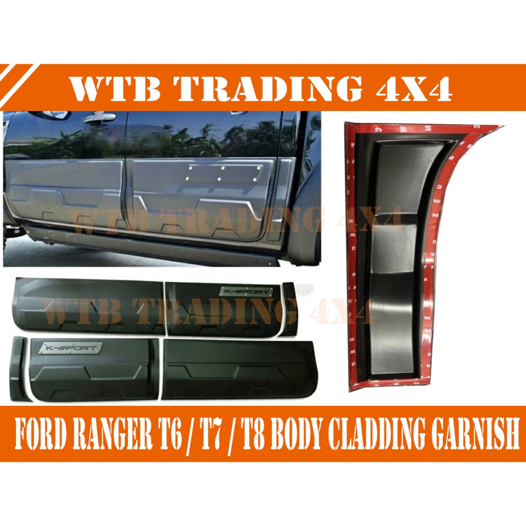 Ford Ranger T6 T7 T8 Body Cladding Garnish Door Cover Door Moulding 4x4 ...