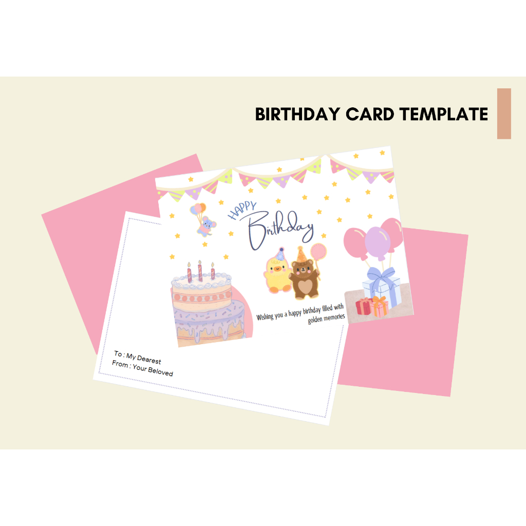 Cute Birthday Card Editable Template - Canva | Shopee Malaysia