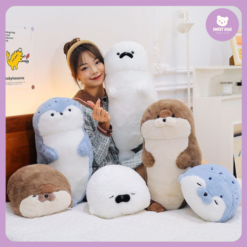 Ultra Soft Seal Plushie Cute Marine Animal Pillow Buddy Fluffy Velvet ...