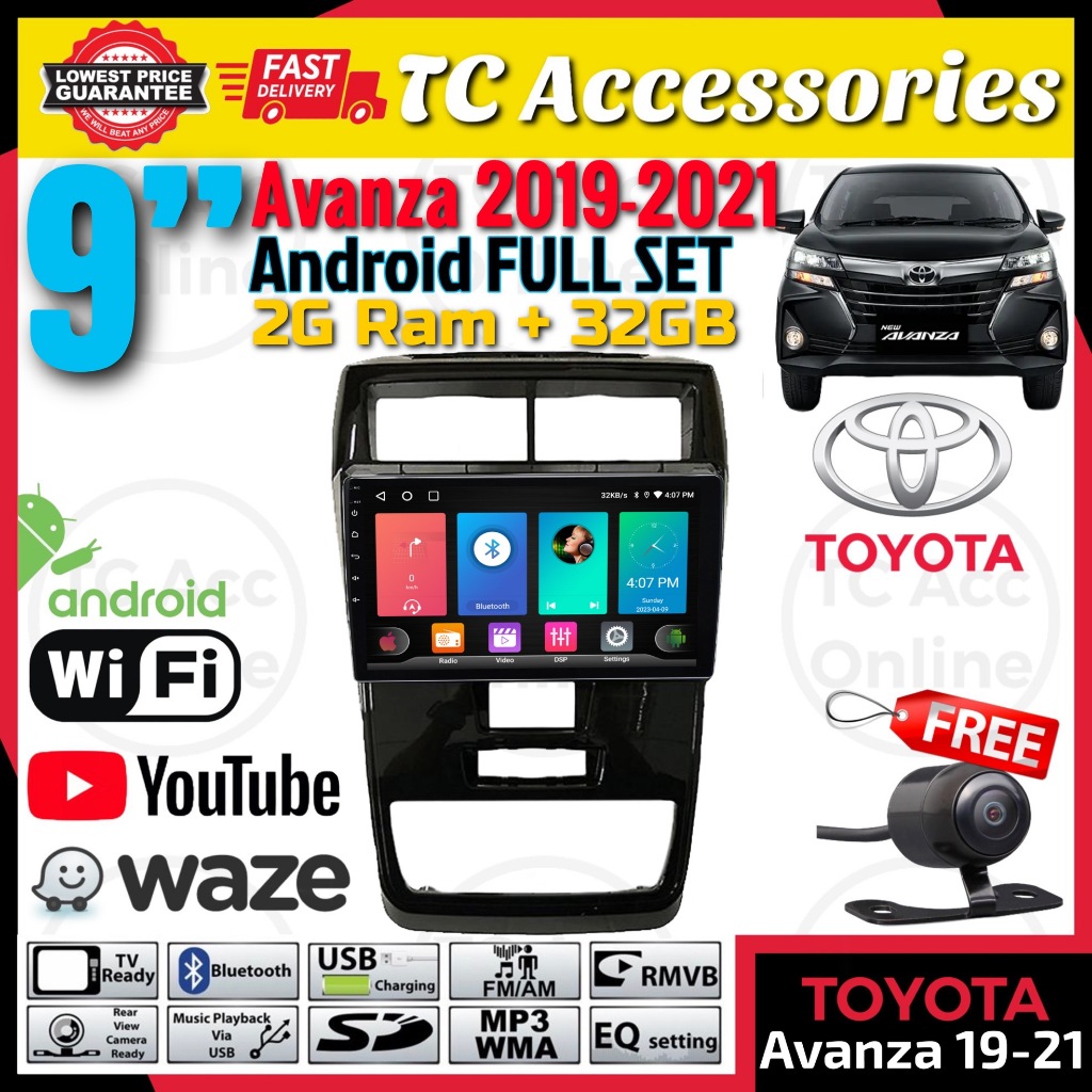 (Toyota Avanza 2019-2021) 9" Android 2-DIN Car Player IPS Screen 2GB ...