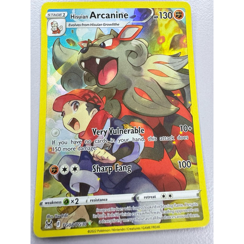 Fighting Type - Pokemon Character Card - Hisuian Arcanine TG08/TG30 ...