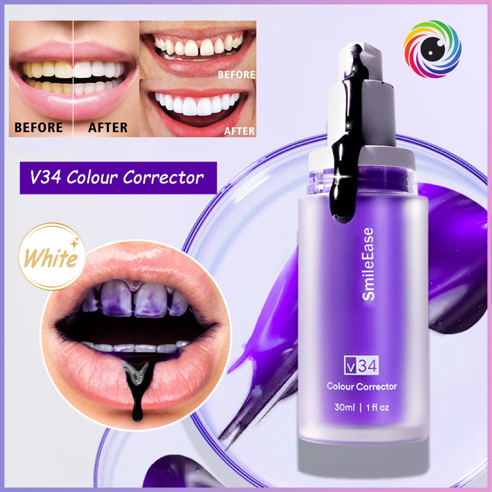 V34 toothpaste colour corrector hismile teeth whitening purple ...