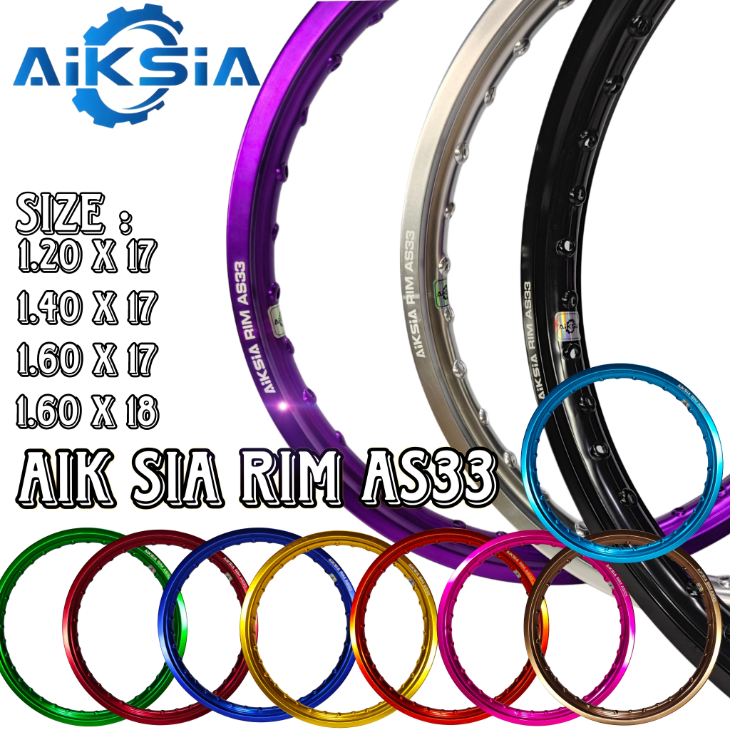 AIK SIA RIM AS33 1.2/1.4/1.6/1.60x17&18 (HAGER 1 PCS) RIM ALLOY AIKSIA ...