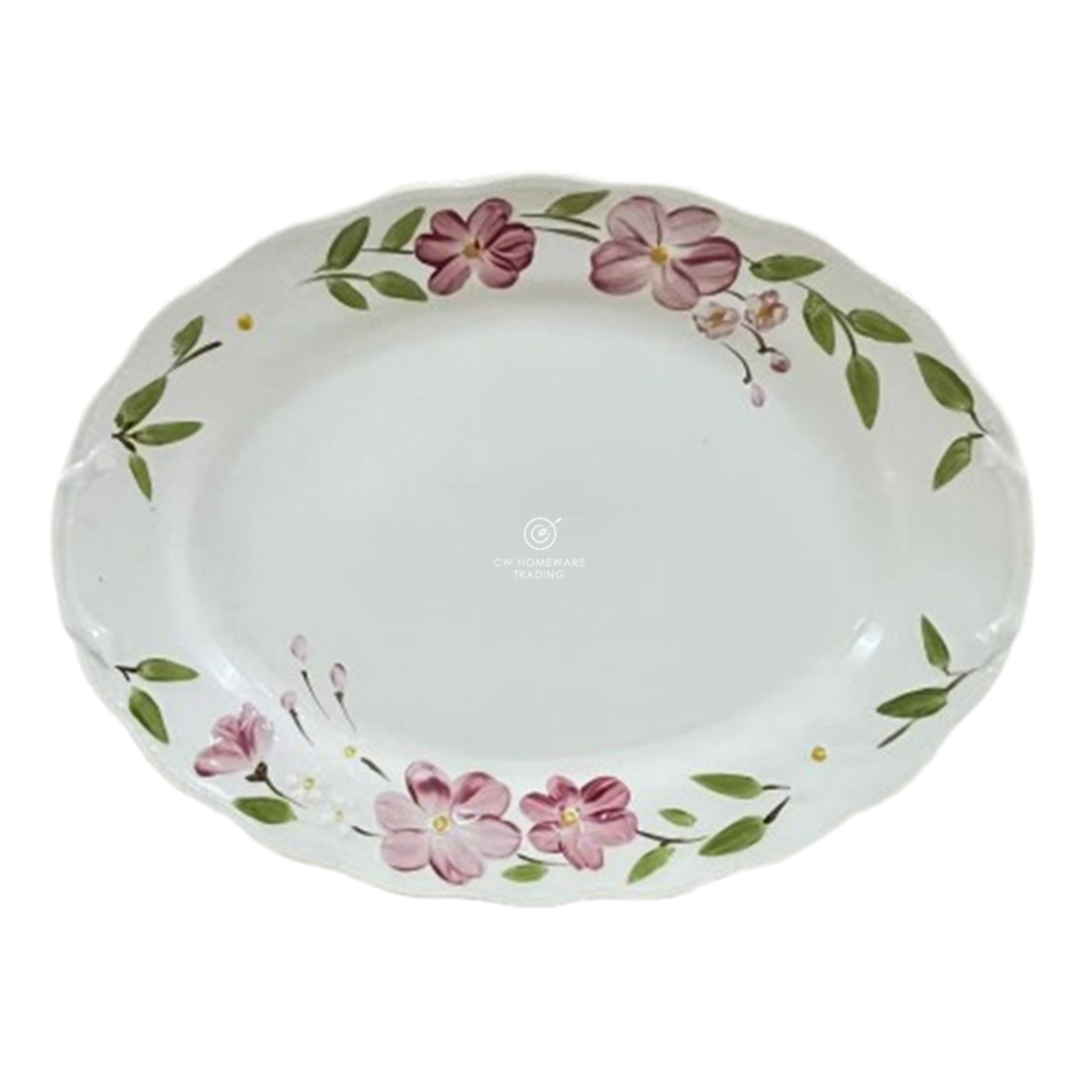 Claytan 601N Cherry Blossom- 14” Pinggan Leper Oval | Pinggan Bujur ...