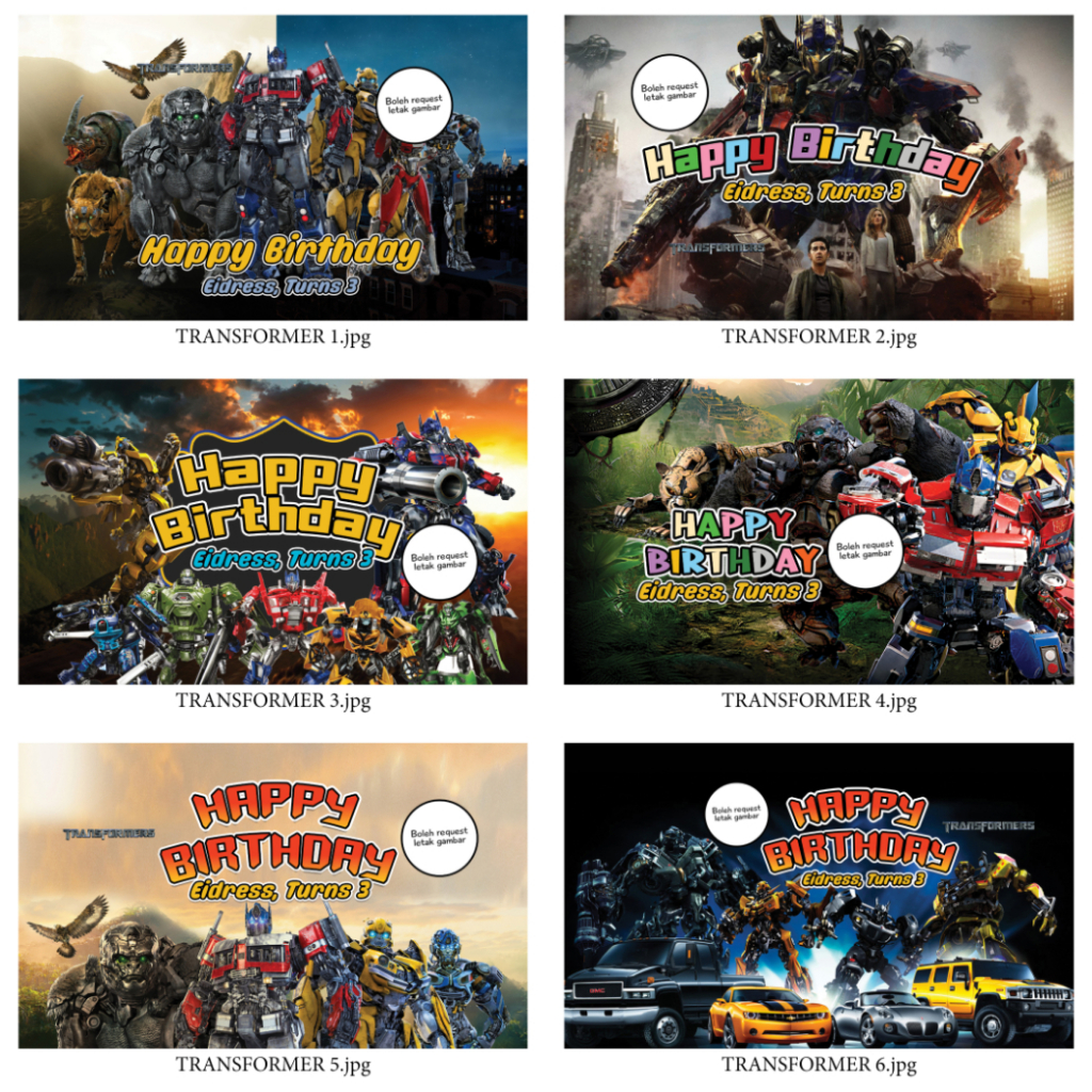 Transformers - Print Banner Birthday / Hari Jadi Murah Harga Kilang ...