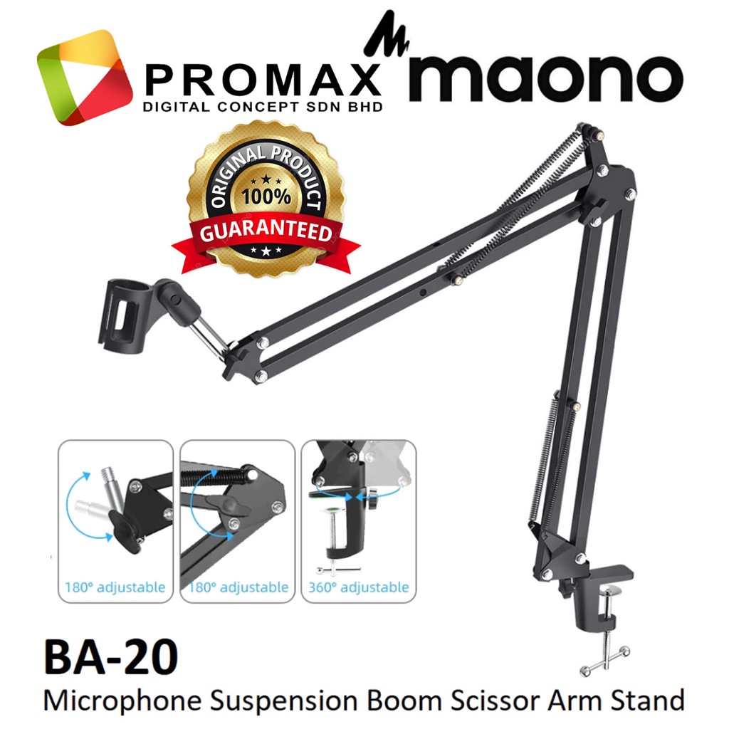 Maono BA20 Professional Microphone Boom Arm All Metal Microphone Stand ...