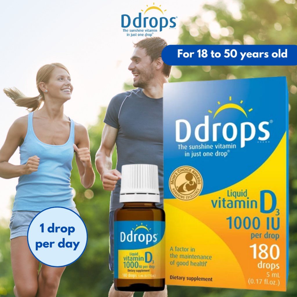 Ddrops Adult (18 Years Old to 50 Years Old) 1000 IU Liquid Vitamin D3 Supplement (5 ml/180 drops ...