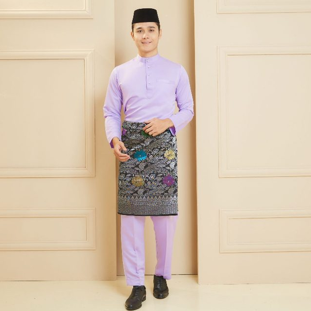 Baju Melayu Slim Fit(With Zip)Traditional Wear For Mens Pearl skin Satin Premium Quality ...
