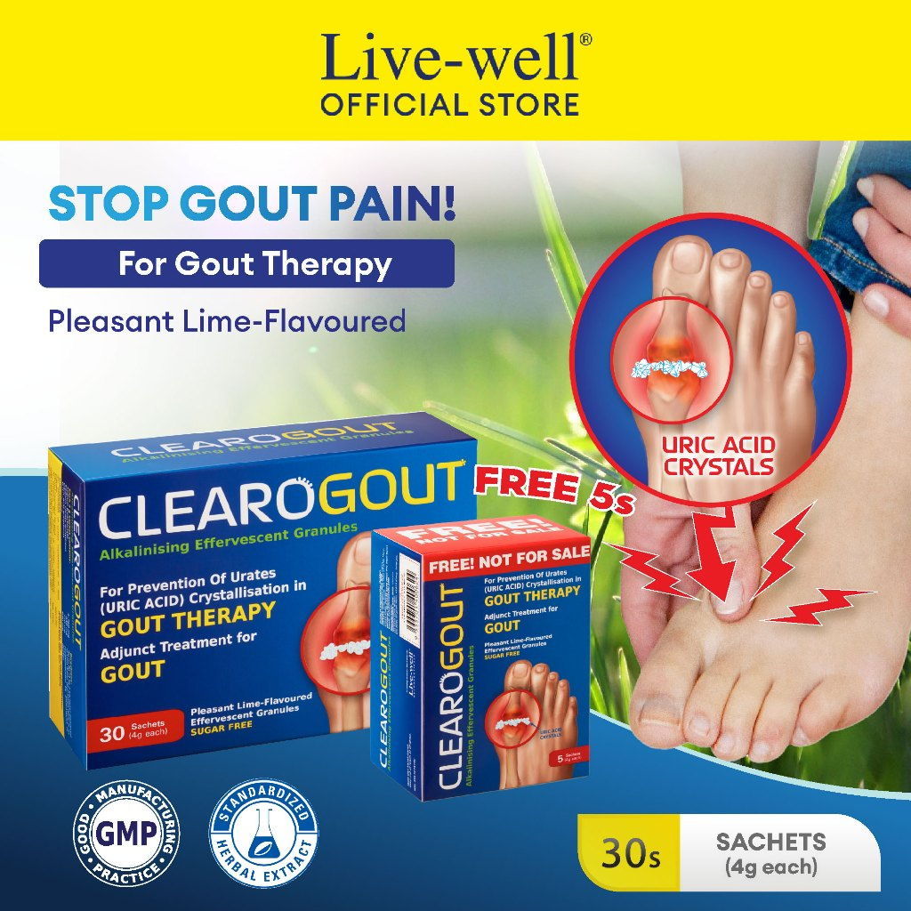 Clearogout Gout Pain Relief Supplement Neutralize Uric Acid Sugar Free ...