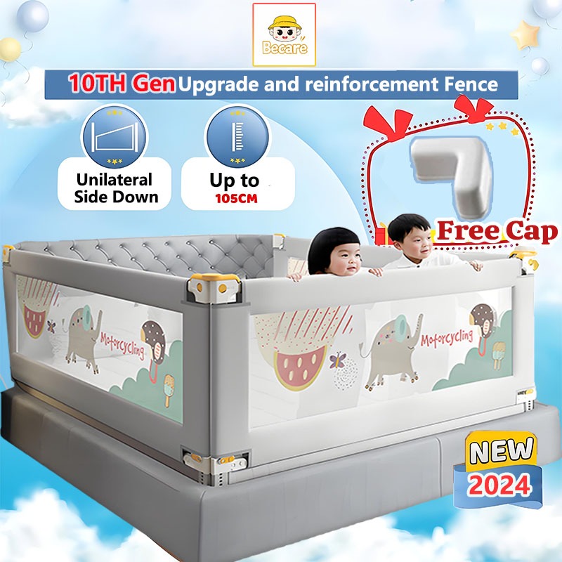 （10TH Gen）Baby Bed Fence Safety Bed Gate Guard Kids Anti-Fall Bed Guard ...
