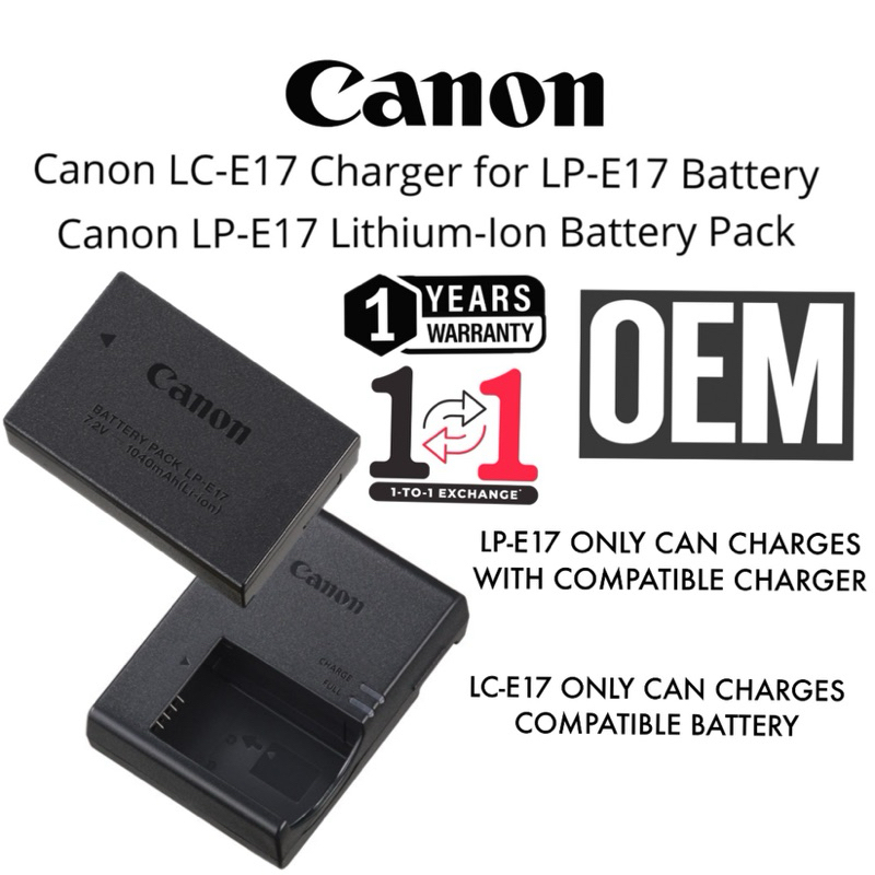 (OEM)CANON LP-E17 BATTERY / CANON LC-E17 CHARGER (1 YEARS WARRANTY) 1 TO 1 EXCHANGES LP-E17 LC ...