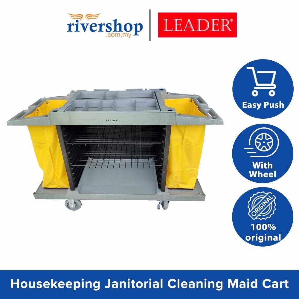 LEADER Service Trolley Housekeeping Janitorial Cleaning Maid Cart ...
