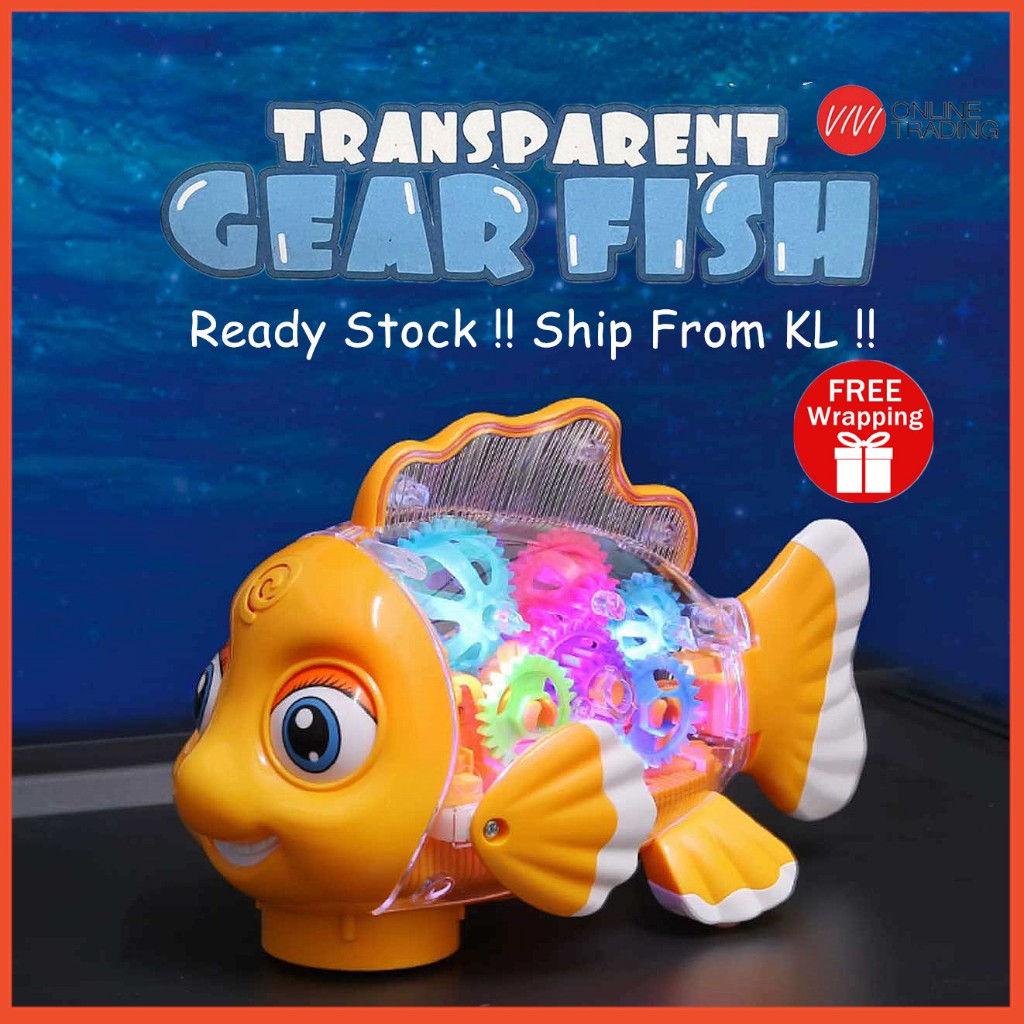 Gear Fish Toys Electronics Transparent Nemo Fish Toys With Lighting and ...
