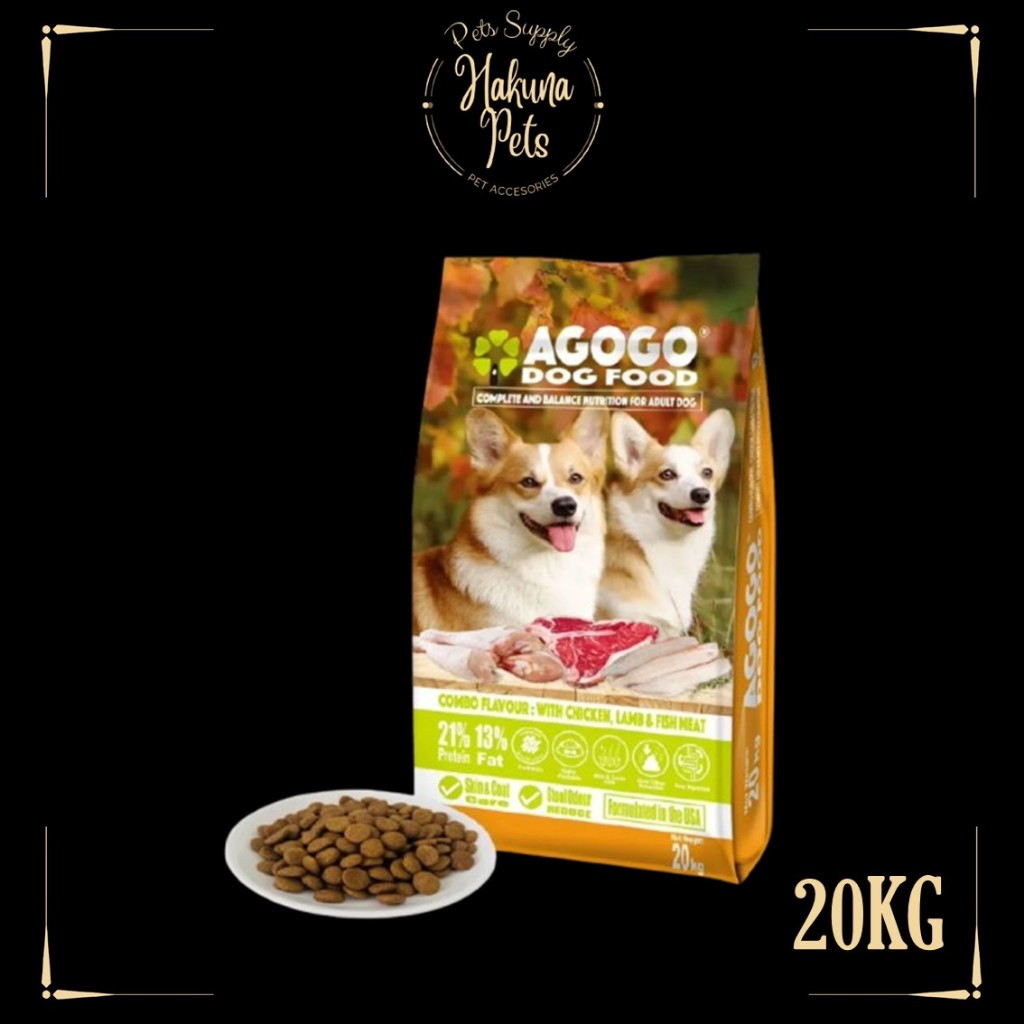 AGOGO Combo Dog Food Chicken + Lamb + Fish Meal 20kg | Shopee Malaysia