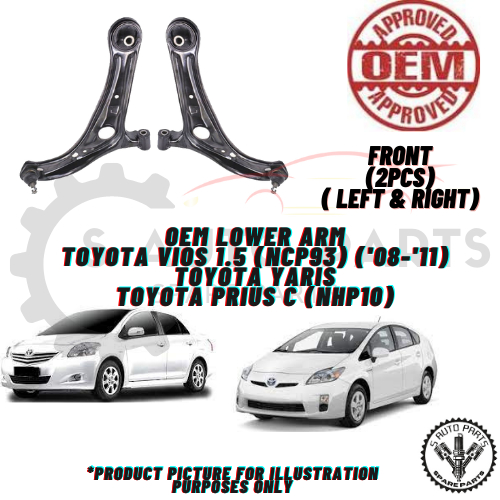 TOYOTA VIOS 1.5 (NCP93)/YARIS / PRIUS C (NHP10) FRONT LOWER ARM (2PCS LEFT & RIGHT) -BRAND 100% ...