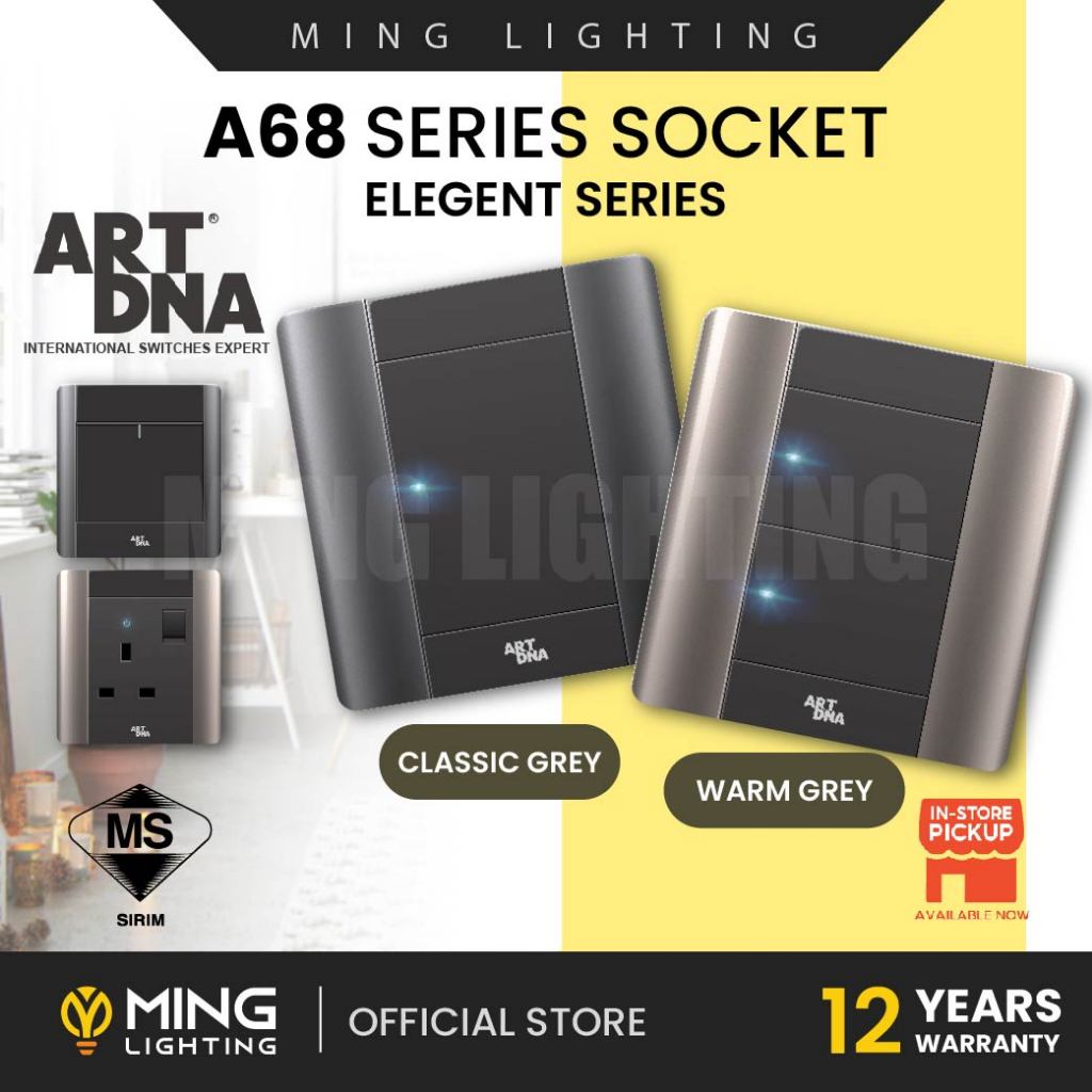 ARTDNA A68 Modern Wall Switch LED Indicator Auto Gate 15A 16A Universal Door Bell Cover | Shopee ...