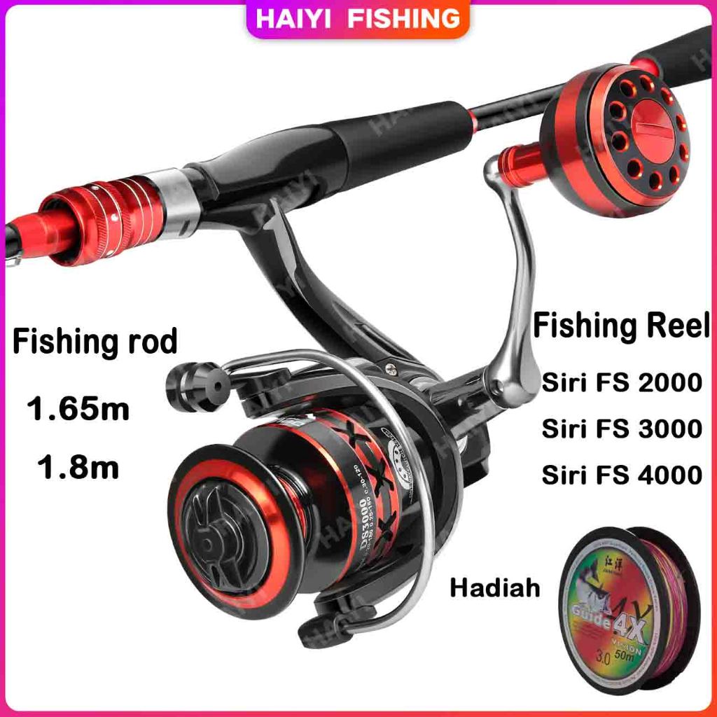 HAIYI FISHING Rod pancing roda berputar set cawan garisan logam kekili ...