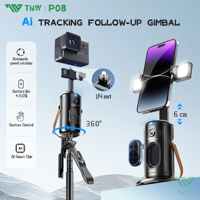 TNW P08 Auto Face Tracking Phone Selfie Stick Smart 360°rotation Gimbal Stabilizer on TK fb Live ...