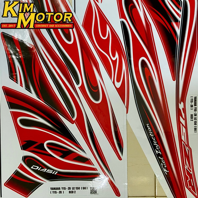 STICKER STRIPE DECAL Y15ZR JFORCE JACK FIRE EDITION API RED WHITE BLACK ...