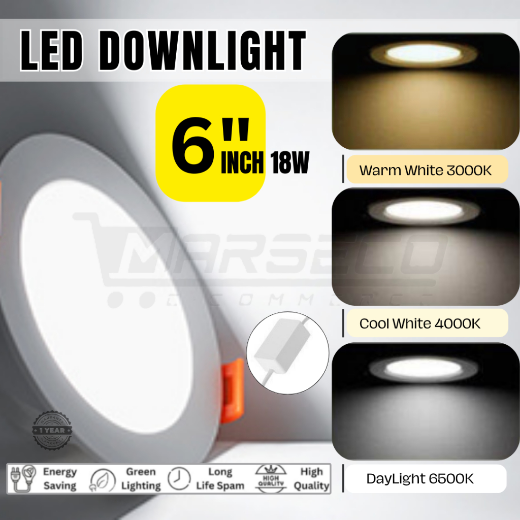 Marseco LED Downlight Round Recessed Downlight 6 inch 6500K Daylight ...