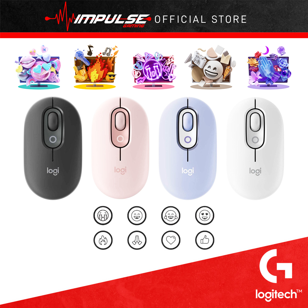 Logitech POP Wireless Mouse with Customizable Emoji Series - Graphite ...