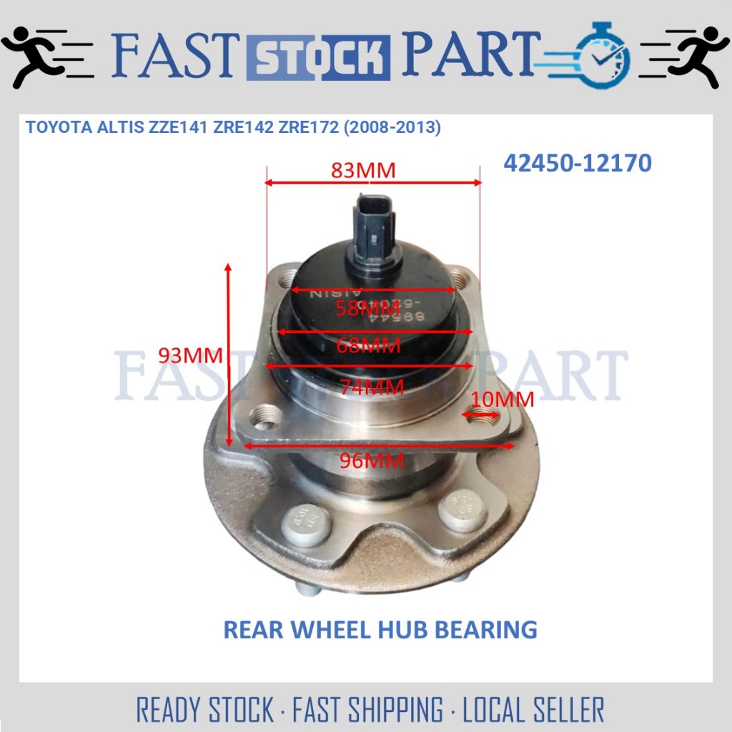 1PC REAR WHEEL HUB BEARING - 42450-12170 TOYOTA ALTIS ZZE141 ZRE142 ...