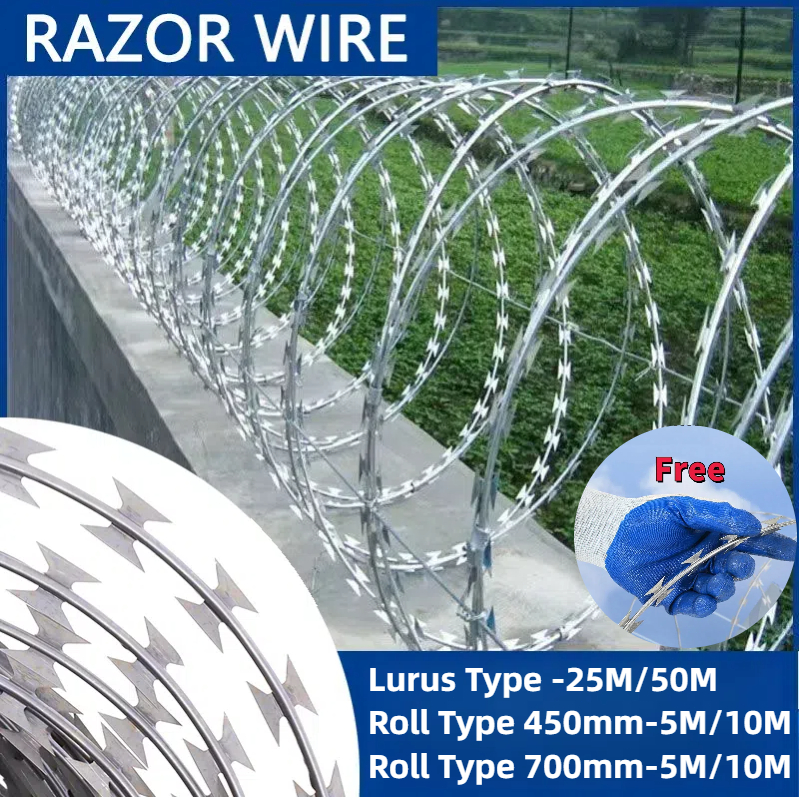 Razor Barbed Wire 10m 50m Razor Wire Penjara Galvanized Razor Jenis ...