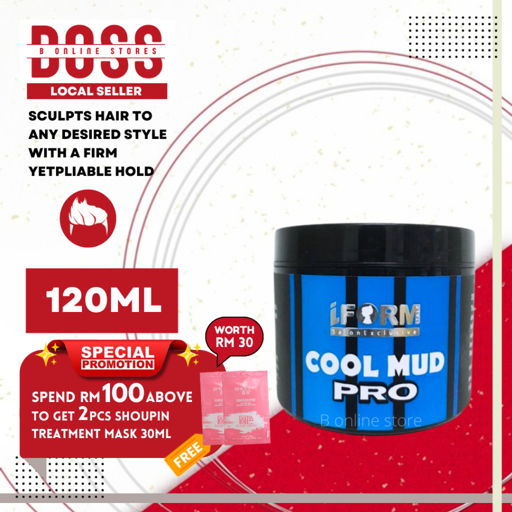 IFORM Cool Mud Pro 120ml Men Hair Styling Hair Mud Hair Clay Extra Strong Hold Long Lasting ...