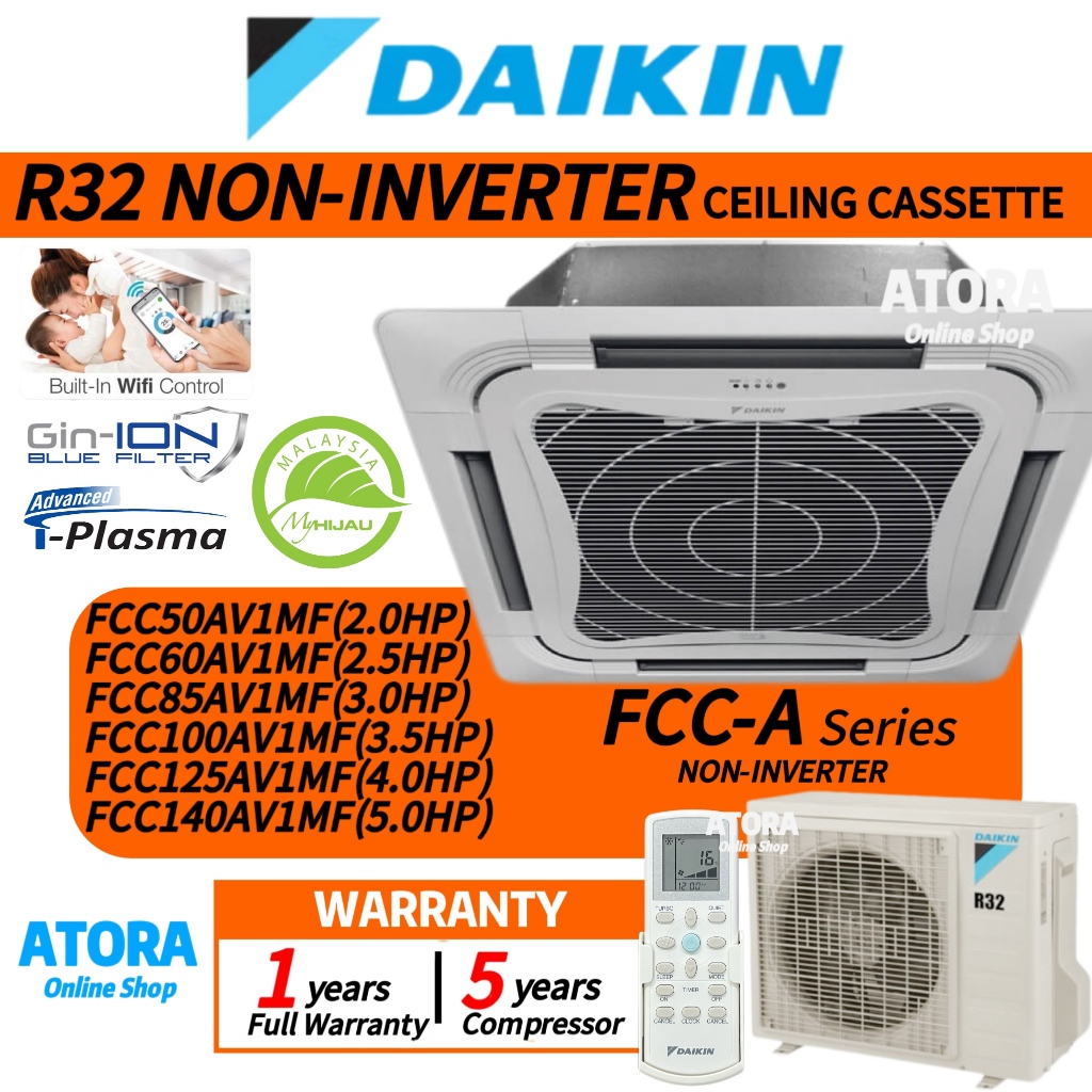 DAIKIN R32 Non-Inverter Ceiling Cassette Air-Conditioner FCC-A SERIES SkyAir 2HP 2.5HP 3HP 3.5HP ...