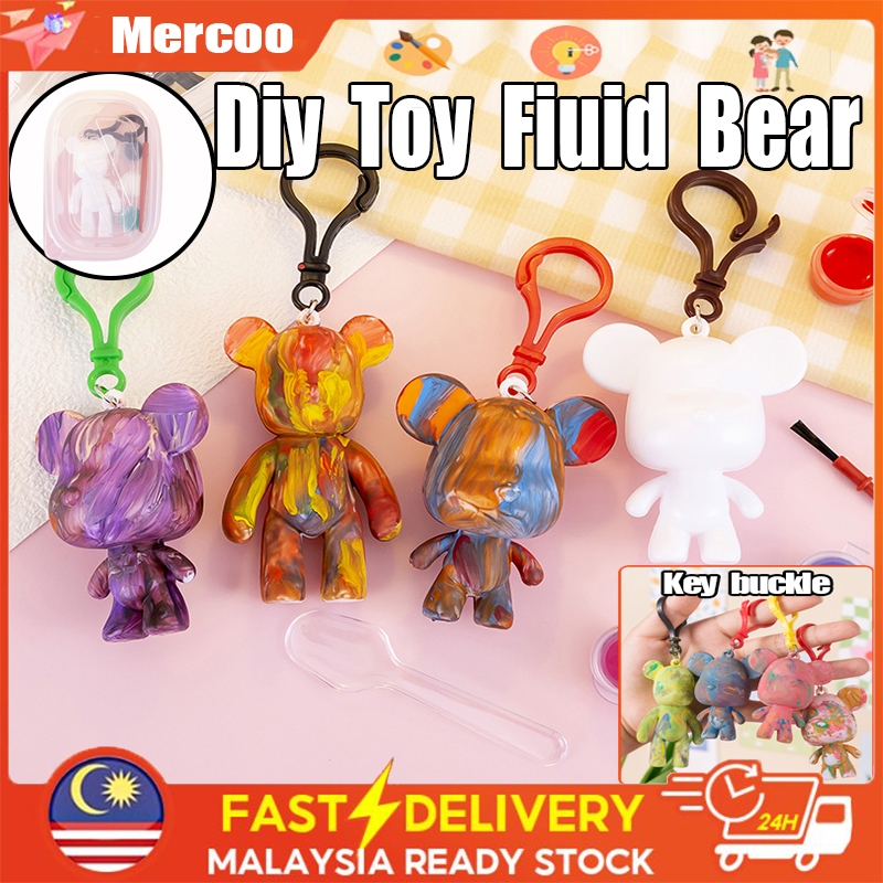 🔥 Diy Fluid Bearbrick Keychain Mini Bear Handmade Diy Colored Paint ...