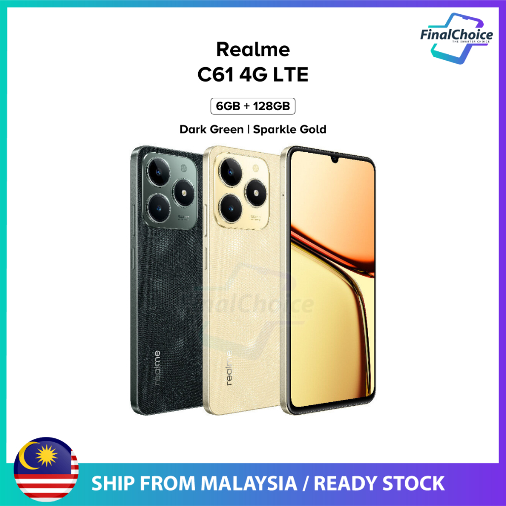 (New) Realme C61 4G LTE/RMX3930 (6GB+128GB) Original Realme Malaysia Warranty | Shopee Malaysia