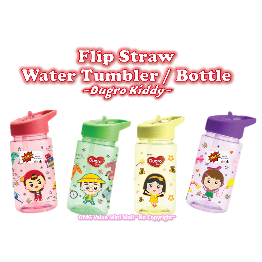 [Dugro] Kids Water Tumbler Bottle with Flip Nozzle Straw - 450ml ...
