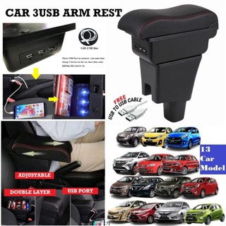 Car Arm Rest USB Armrest Console Box Storage Box Organizer Axia Bezza ...