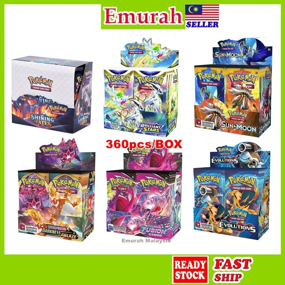 POKEMON CARD BOX (360pcs) Pokemon Cards DX Brilliant Stars Sun & Moon ...