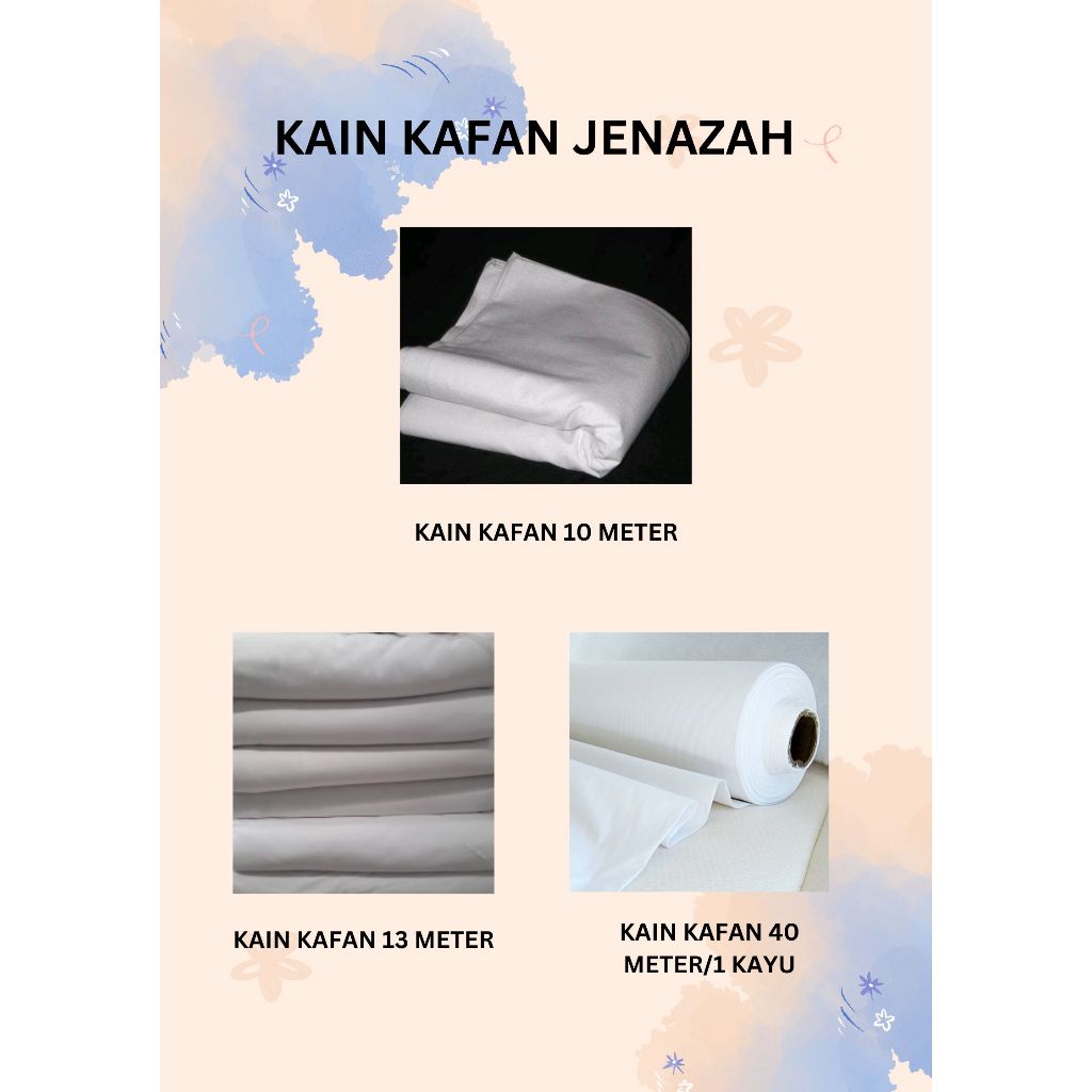 KAIN KAFAN 1 METER/10 METER/13 METER/40 METER KAIN PUTIH COTTON KAIN ...