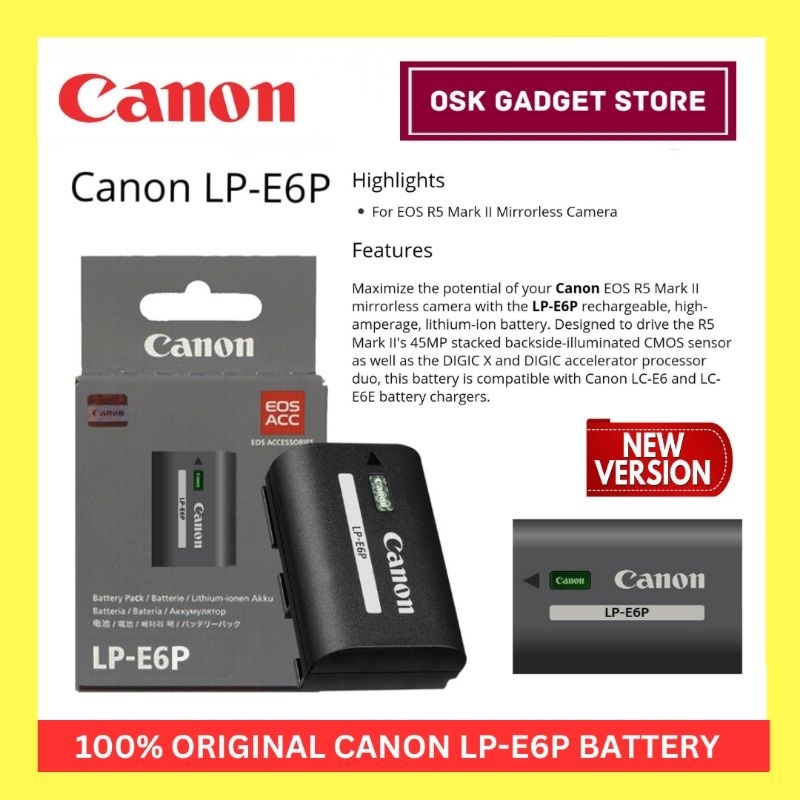 Original | Canon LP-E6P Rechargeable Lithium-Ion Battery | 2130mAh | Original Canon Malaysia ...