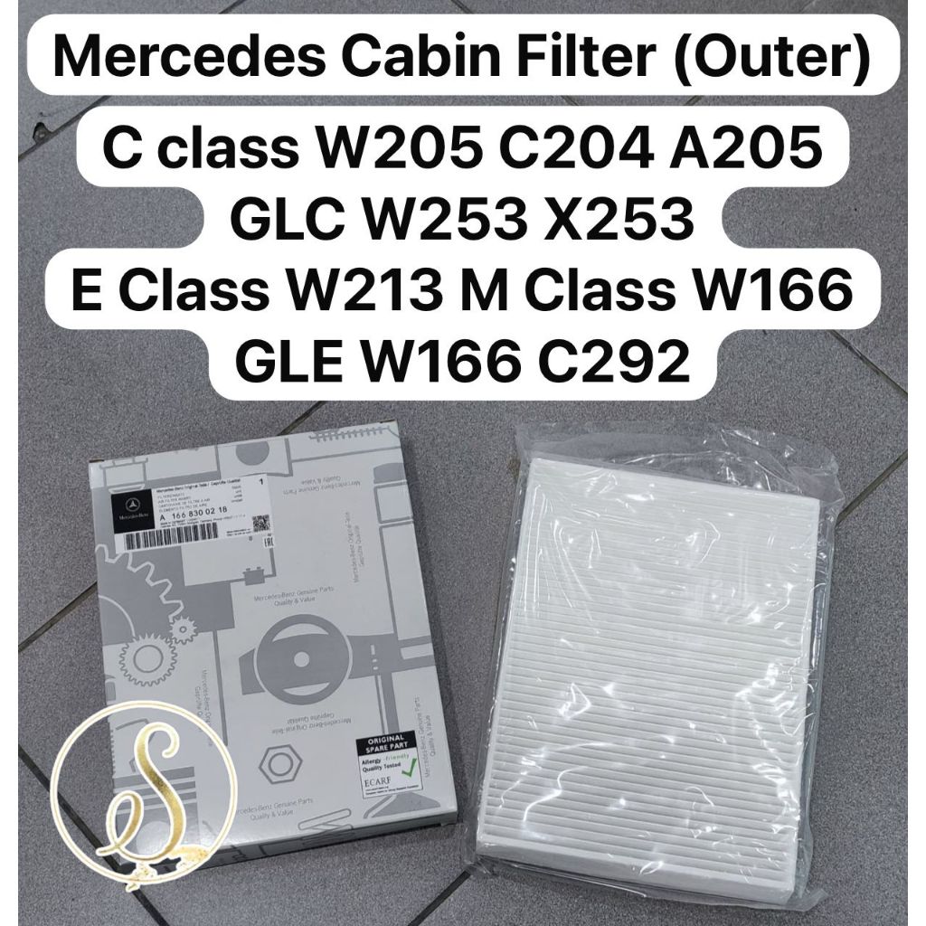 (100% ORIGINAL) MERCEDES C CLASS W205 GLC W523 X253 E CLASS W213 GLE M CLASS CABIN FILTER OUTER ...